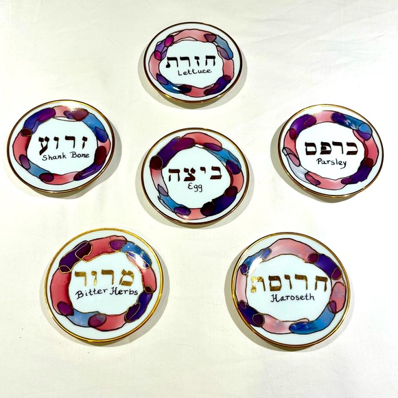 Dining | 6 Pieces Vintage Passover Seder Mini Plates Hand Painted By ...